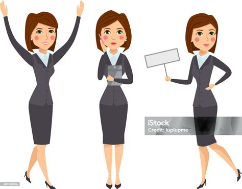 Vektor Wanita Bisnis Karakter Siluet Berdiri Dewasa Karir Kantor