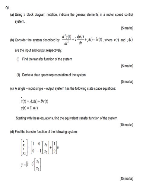Solved Q1 A Using A Block Diagram Notation Indicate The