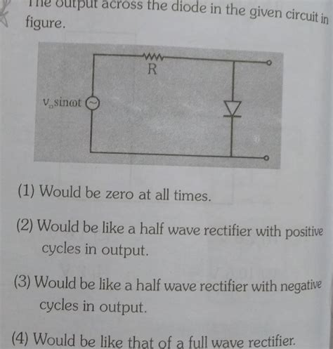 Answered The Output Across The Diode In The Given Circuit In Figure V
