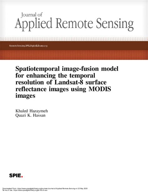 Pdf Spatiotemporal Image Fusion Model For Enhancing The Temporal