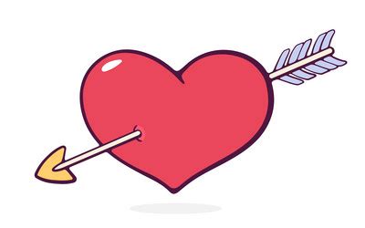 Heart Wounded By An Arrow Valentines Day And Love Vector Image