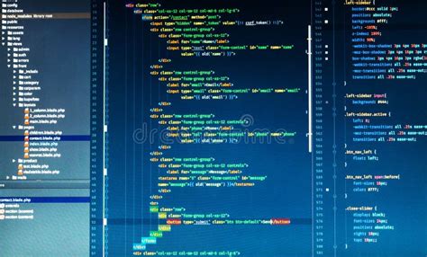 Computer Code On Laptop Web Developing And Cellphone Stock Image Image Of Freelance Screen