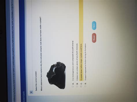 Which Statement Best Explains Why This Extrusion Volcanic Rock Does Not