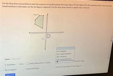 Use The Drop Down Menus Below To State The Sequence Of Transformations Th
