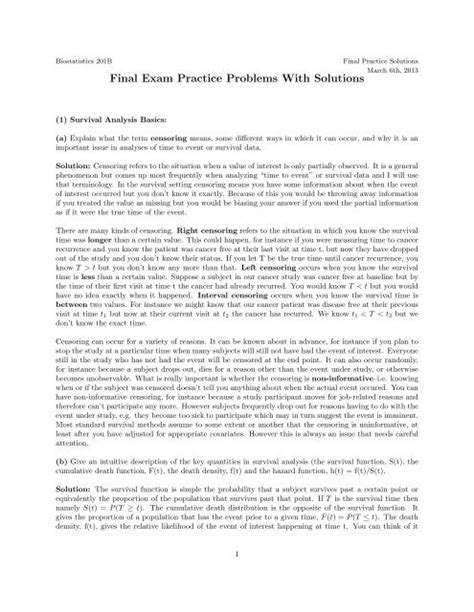 Solutions To The Practice Problems Ucla Biostatistics