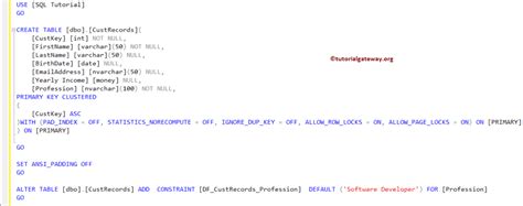 Sql Default Constraint