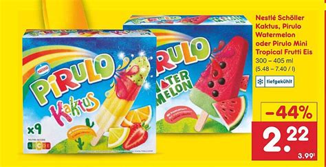 Nestlé Schöller Kaktus Pirulo Watermelon Oder Pirulo Mini Tropical Frutti Eis Angebot Bei Netto