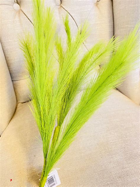 Green Pampas Grass Pick Wired Christmas Decoration 22 Long Etsy