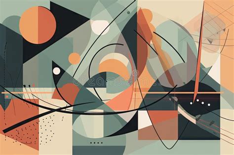 Abstract Geometric Art Featuring Interlocking Shapes Lines And Colors Stock Illustration