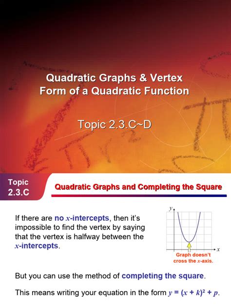 23c Vertex Form Of A Quadratic Function Pdf Quadratic Equation