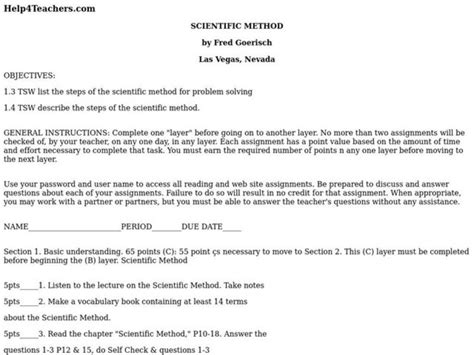 Scientific Method Lesson Plan For 6th 8th Grade Lesson Planet