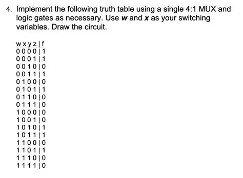 Solved 4 Implement The Following Truth Table Using A Single