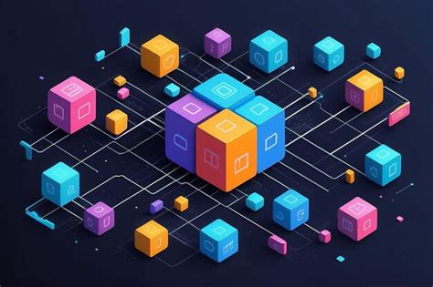Premium Photo Blockchain Concept Banner Isometric Digital Blocks Connection With Each Other