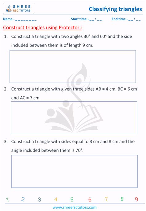Construct Triangles Using Protector Worksheets For Grade 7 Maths Shree Rsc Tutors