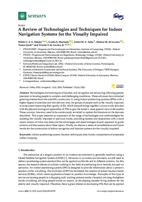 Pdf A Review Of Technologies And Techniques For Indoor Navigation Systems For The Visually