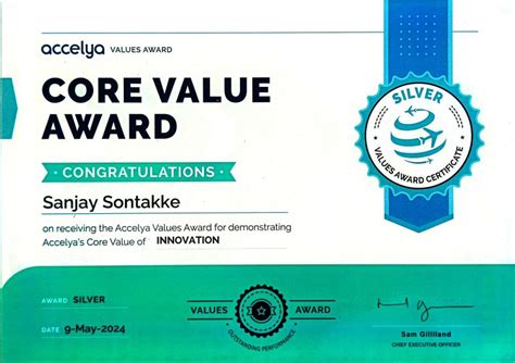 Sanjay Sontakke On Linkedin Got This Award Recently At Accelya I Am
