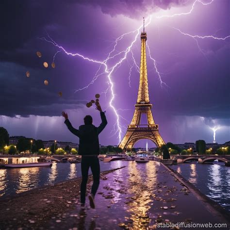 Aliens And Eiffel Tower Lightning Strike Stable Diffusion Online