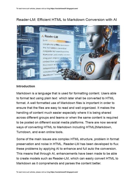 Reader Lm Efficient Html To Markdown Conversion With Ai Pdf Html Artificial Intelligence