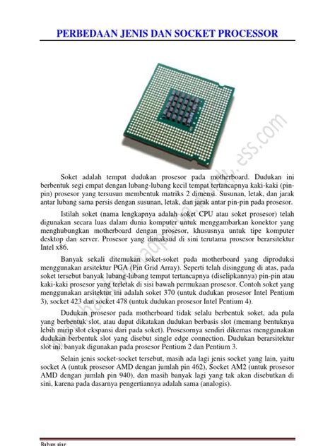 Perbedaan Jenis Socket Processor Pdf