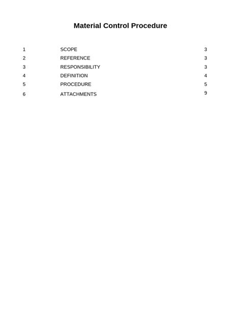 Material Control Procedure Onemli Pdf Specification Technical