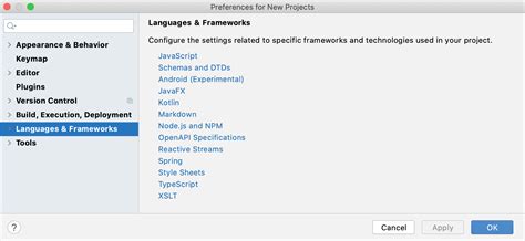 Languages And Frameworks Intellij Idea