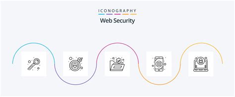 Web Security Line Icon Pack Including Lock Encryption Lock Loss Data Vector Art