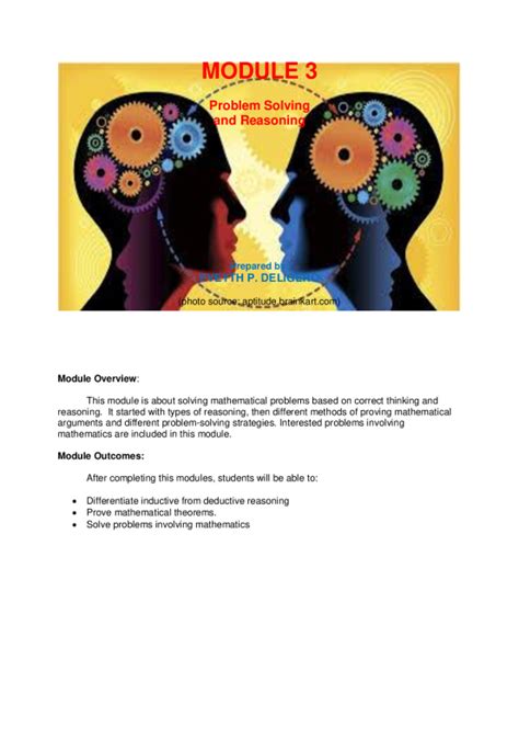 Mmw Module 3 Problem Solving And Reasoning1 University Of Southeastern Philippines Ge 112