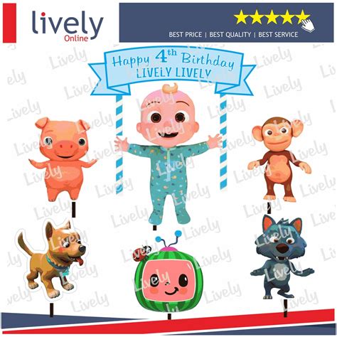 Jual Custom Nama Cake Topper Karakter Cocomelon Hiasan Kue Ulang Tahun Happy Birthday Shopee