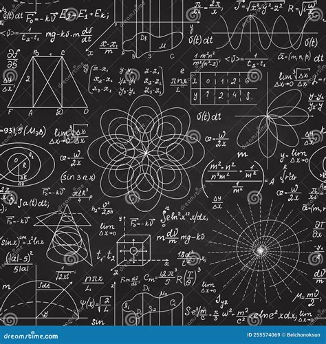 Scientific Vector Seamless Pattern With Math Equations Calculations