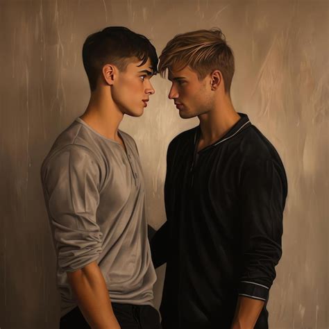 Premium Ai Image Two Young Men Hugging Each Other Premium Ai Image Two Young Men Hugging Each Other
