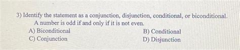 Solved 3 Identify The Statement As A Conjunction