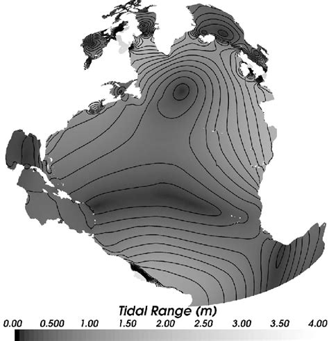 m2 tidal simulation in the north atlantic with the mesh given in figure