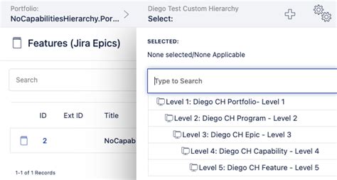 Jira Align Custom Hierarchy Filter Level Selection Not Appearing In The