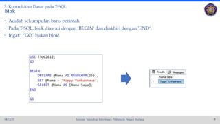 Pemrograman Dengan Transact SQL Bagian 1 PPT