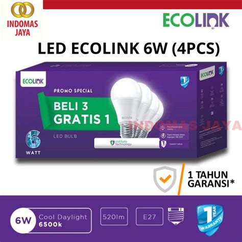 Jual Ecolink Lampu Led 3 Gratis 1 Bundling 6w 6 Watt Multipack Isi 4 Lampu Bulb Harga Grosir