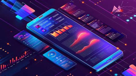 3d Isometric Mobile Data Analysis Statistics Data Visual Premium Ai Generated Image