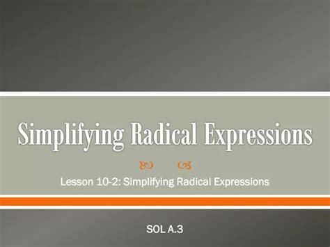 PPT Simplifying Radical Expressions PowerPoint Presentation Free Download ID