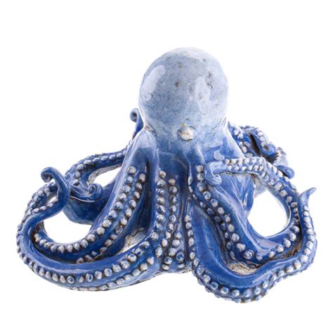 Blue Ceramic Octopus Sculpture Ceramiche Ceccarelli Artemest