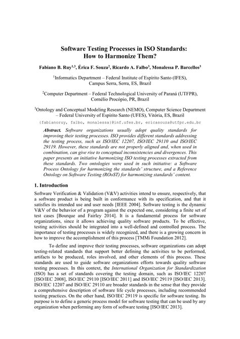 PDF Software Testing Processes In ISO Standards How To Harmonize Them