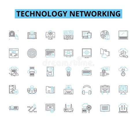 Technology Networking Linear Icons Set Ethernet Wi Fi Router