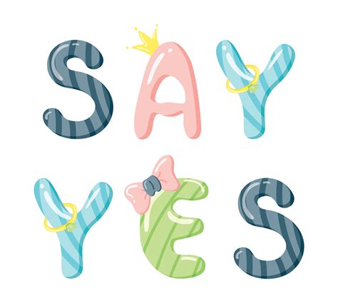Candy Say Yes Lettering Funny Candy Caramel Letters Vector Cute Illustration With Text