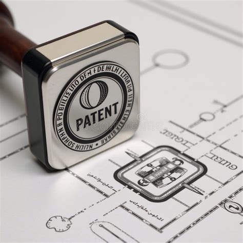 Patent Symbol Overlaid On A Detailed Blueprint Background Conveying An