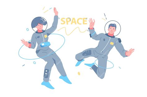 Premium Vector Man And Woman Astronauts Exploring Outer Space Vector