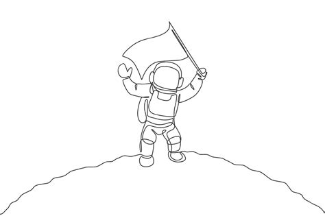 Premium Vector Single Continuous Line Drawing Floating Science Astronaut In Spacewalk Reading