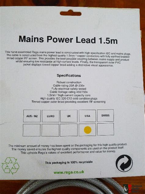 Rega Power Cable 15m Pending For Sale Canuck Audio Mart