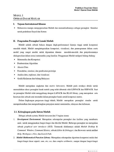 Modul 1 Praktikum Sinyal Sistem Dengan Matlab Pdf