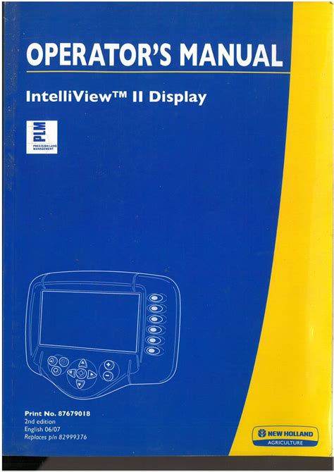 New Holland Combine Intelliview Ii Display Operators Manual Original