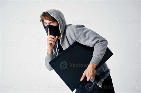 Hacker Stealth Technique Robbery Safety Hooligan Light Background
