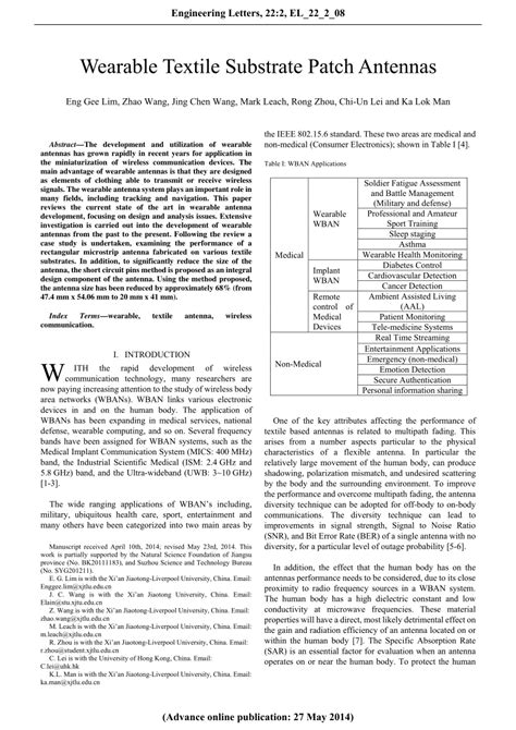 Pdf Wearable Textile Substrate Patch Antennas