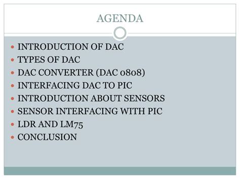 DAC And Sensor Interfacing With PIC PPTX Cameras And Camcorders Consumer Electronics